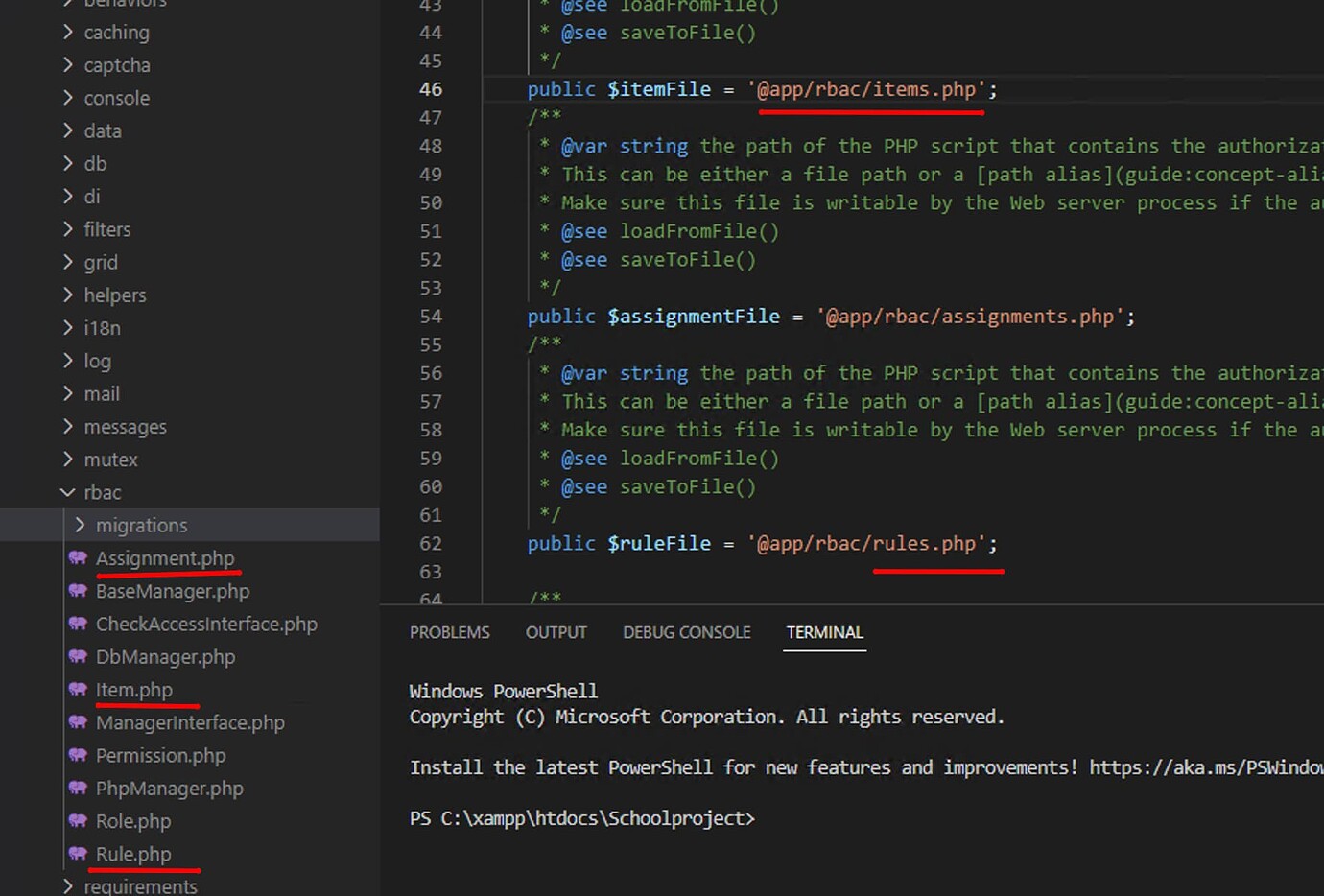 Rbac Items Php Failed To Open Stream No Such File Or Directory